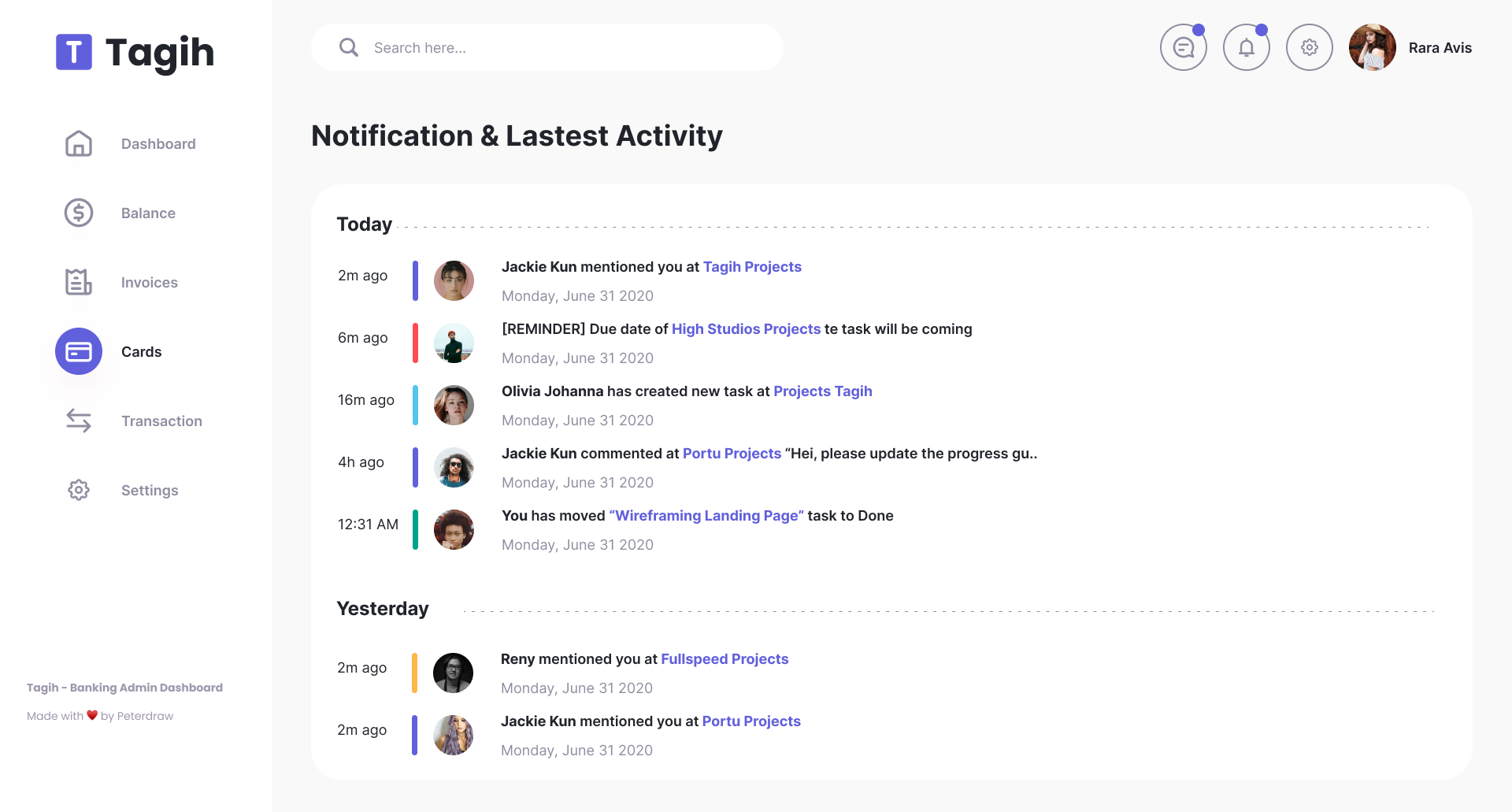 Tagih - Simple Neat Banking Admin Dashboard Figma by peterdraw | ThemeForest